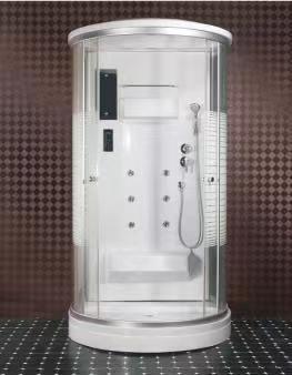China Circular White Arc 4mm Tempered Glass Shower Room ABS Sector Tray for sale