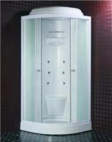 China Modern Tempered Acid Glass White Sliding Door Shower Room Sector Tray for sale