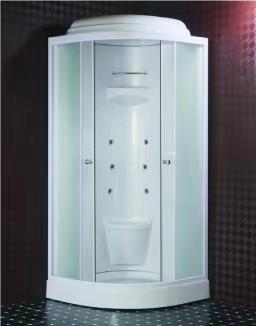 China Modern Tempered Acid Glass White Sliding Door Shower Room Sector Tray for sale
