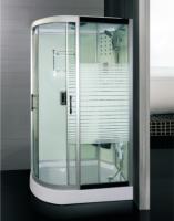 China White Stripe 5mm Oughened Glass Sliding Door Shower Room ABS Tray for sale