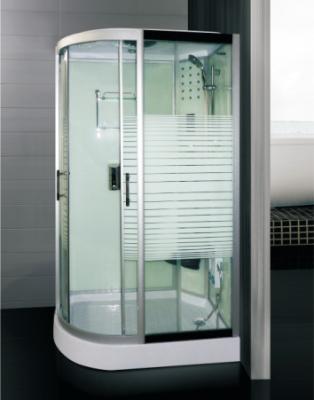 China White Stripe 5mm Oughened Glass Sliding Door Shower Room ABS Tray for sale