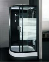 China Sliding Door Striped 4mm Glass Steam Bath Shower Black Frame for sale