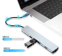 China 8 In 1 USB C Hub Adapter HDMI 4K RJ45 Ethernet PD Type C USB 3.0 SD TF for sale