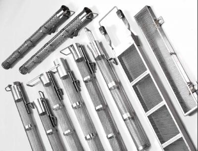 China Custom Titanium Anode Baskets 2.5x6 Inch Rectangular 50 Amps Double Contact Hooks for sale