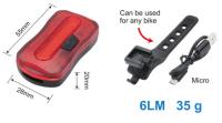 China 8lm Bicycle Rear Lights 0.79 Inch , USB Rechargeable Bicycle Tail Light for sale