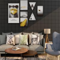 China Black Grid 3D Adhesive Wallpaper 3D Wall Stickers Waterproof For Kitchen Bathroom for sale