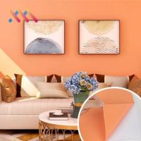 China Customized Plain Color Wallpaper Embossed PVC Plain Orange Wallpaper 10m Roll for sale