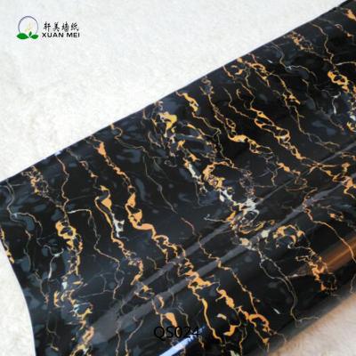 China 0.60m width *10m length or 0.6m width *100m Modern 3D Marble Glossy Self Adhesive PVC Wallpaper for Kitchen Furniture Decoration for sale