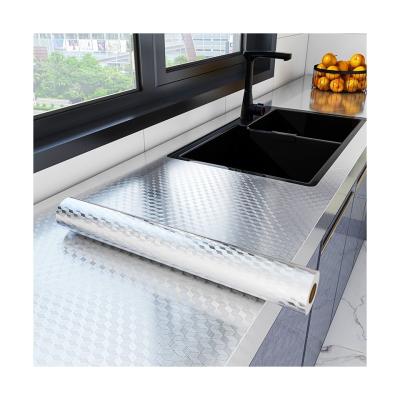 China Peel Stick Metallic Wallpaper Aluminum Foil Contact Paper Anti Oil Kitchen Wallpaper for sale