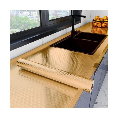 China Kitchen Backsplash Stickers Self Adhesive Aluminum Foil Film Waterproof Stove Wallpaper for sale