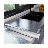 China Matt Silver Foil Kitchen Stickers Self-Adhesive Wallpaper for Countertops and Furniture for sale