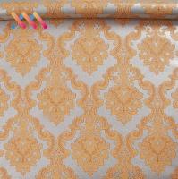 China Moisture Proof Golden Damask Wallpaper PVC 100m Removable Vinyl Wallpaper for sale