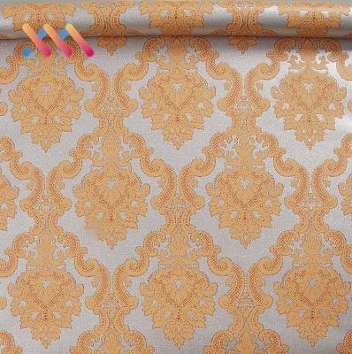 China Moisture Proof Golden Damask Wallpaper PVC 100m Removable Vinyl Wallpaper for sale