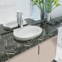 China Waterproof Adhesive Wallpaper Stickers for Kitchen Countertop and Bathroom White Marble Granite Design Mildew Proof for sale