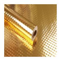 China DIY Kitchen Waterproof Aluminum Metallic Sticker Wallpaper with Gold Foil Self Adhesive for sale
