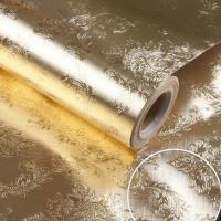 China Moisture Proof Gold Foil Embossed Glitter Metallic Wallpaper Luxury Design for sale