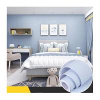 China Modern Peel and Stick Wallpaper 1.96 inches Width Plain Blue Self Adhesive Embossed Solid Color Removable Kitchen Wallpaper for sale