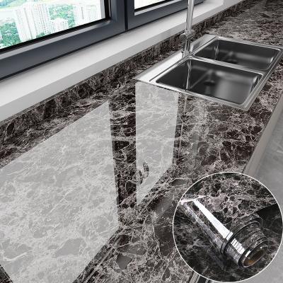 China Glossy 120cm Wide Grey Marble Effect Wallpaper Stickers For Kitchen Wall for sale