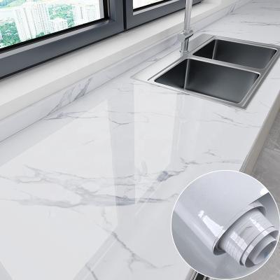 China ECO White Marble Effect Wallpaper 10m Waterproof Oil Proof Wallpaper for sale