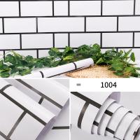 China Apartment Decoration 0.45m*10m Waterproof 3D Brick PVC Wallpaper Back with Glue Rolls for sale
