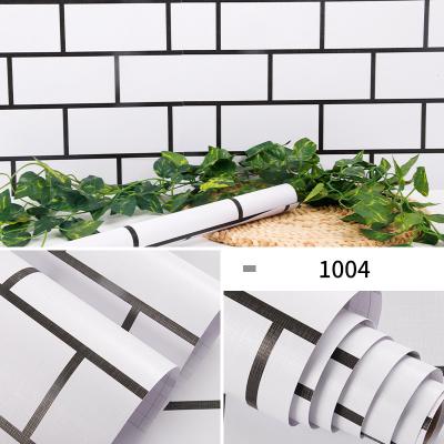 China Apartment Decoration 0.45m*10m Waterproof 3D Brick PVC Wallpaper Back with Glue Rolls for sale