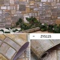 China Apartment Decoration 0.45m*10m Waterproof 3D Brick PVC Wallpaper Back with Glue Rolls for sale