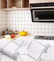 China Modern Tile Mosaic Ceramic Wallpaper Roll for Kitchen Cupboard Cabinet Furniture Self Adhesive DIY Wall Stickers for sale