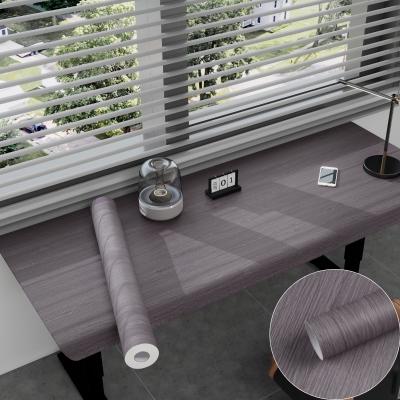 China Wood Grain PVC Self-Adhesive Wallpaper Waterproof Modern Brown for sale