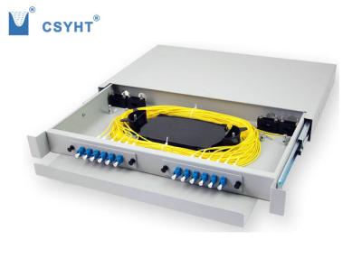 China Drawer Type 12 Port Fiber Optic Patch Panel 19 Inch 1U Height With Splice Cassette for sale