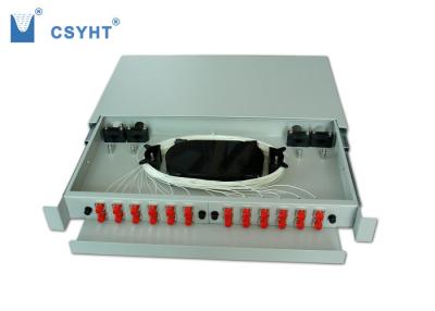 China 24 core 19inch 1U fiber optic patch panel load SC , FC , LC , ST simplex adapter for sale