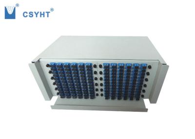 China 144 Port Metal Fiber Optic Patch Panel 19 Inch Slidable Type White / Black Color Painting for sale