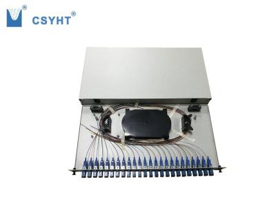 China Grey White Pre Terminated Fiber Patch Panel 1U Drawer Type Without Sliding Rail for sale
