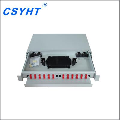 China 19 Inch 1U Fiber Optic Patch Panel Telecom Drawer Slidable SC/FC/LC/ST Adapter for sale