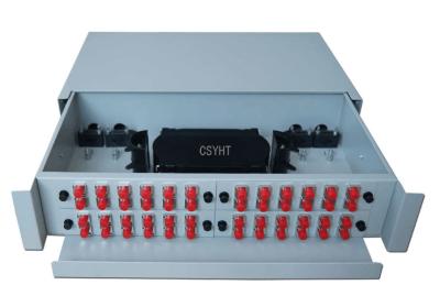 China 19 Inch Mental Rack Mounted FTTH Fiber Optic Terminal Box 48 Cores White or black color for sale