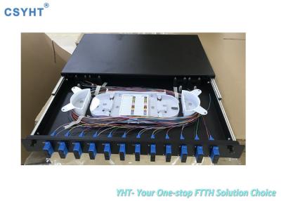 China 19'' Patch Panel Fiber Optic Cable Junction Box 1U 24 Cores SC 2U 96 Cores ODF Sliding for sale