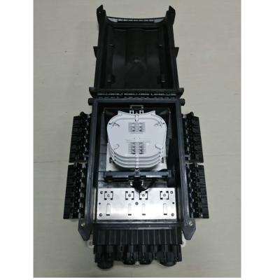 China Plastic 48F Fiber Optic Closure Distribution Box Black Color Horizantal Type for sale