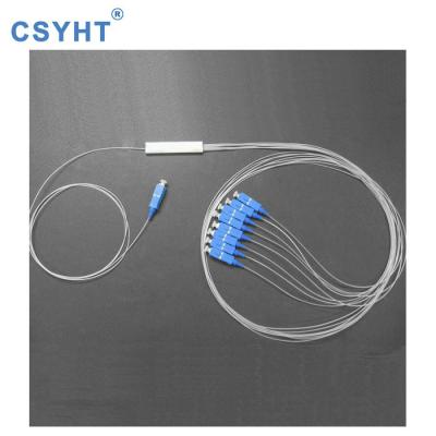 China Mini Steel Tube Type Fiber Optic PLC Splitter 0.9mm With LC ST FC Connector for sale