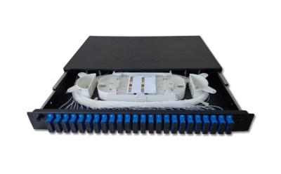 China Drawer Type Sliding Type FTTH Fiber Optic Patch Panel 1U 19'' Rack Mount 24 Ports for sale
