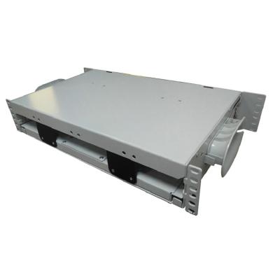 China FTTB 48 Ports Sliding Cable Patch Panel 19 Inch Cold Rolled Steel for sale