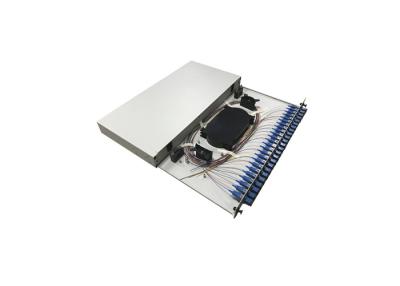 China Drawer Type Fiber Optic Patch Panel white Gray Color Fiber Optical Rack Enclsorue 19'' for sale