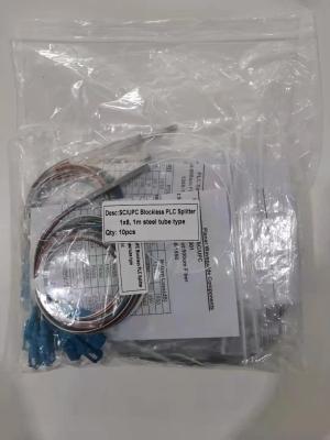 China FTTH SC Fiber Optical Mini Steel Tube 1x2 Splitter PLC 1x4 1x8 1x16 1x32 1x64 PLC Splitter for sale