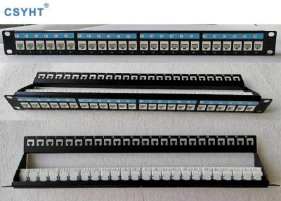 China 19'' STP/FTP Shield RJ45 24ports 1U Cat 5e, cat6,cat6A Blank Patch Panel for sale