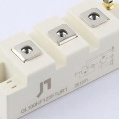 China 1200V 100A IGBT half bridge module JIAENSEMI GL100HF120F1UR1 with high RBSOA capability and low turn off losses for sale