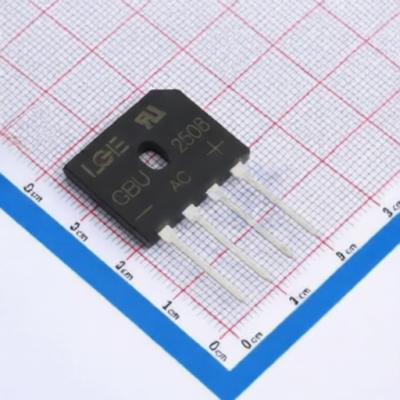 China Bridge rectifier LGE GBU2508 featuring glass passivated junction and 300 amp peak surge current for pcb for sale