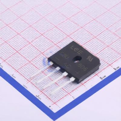 China Glass passivated junction bridge rectifier LGE GBU806 with 8 ampere current and UL 94V 0 plastic case for sale