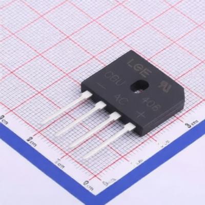 China Glass passivated junction bridge rectifier LGE GBU406 designed for high temperature soldering and pcb for sale