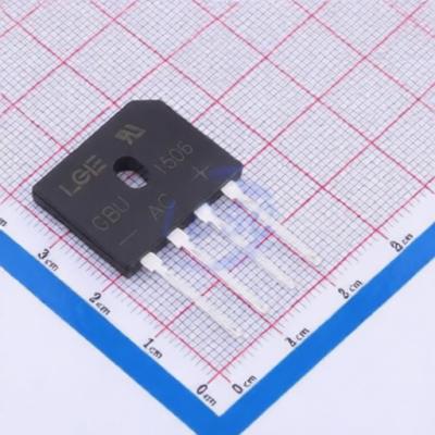 China Single phase glass passivated bridge rectifier LGE GBU1506 with 600 volt rating and 15 ampere current for sale