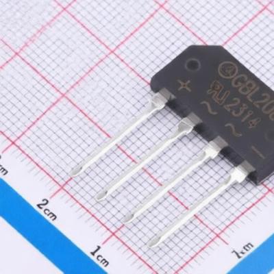 China Single phase bridge rectifier LRC GBL208 featuring 2 amp forward current and glass passivated molding design for sale