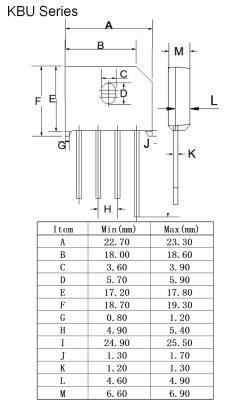 China single phase bridge rectifier MIRACLE POWER KBU1010 with high surge current and low leakage current for sale