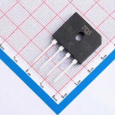 China Plastic Encapsulated Bridge Rectifier TOS GBU1510 with 1000 Volt Peak Reverse Voltage and 35 Amp Current for sale